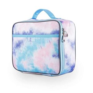 Fenrici Tie Dye Kids Backpack and Lunchbox Bundle for Girls, Boys, Teens (Pastel Pink)