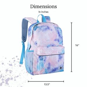 Fenrici Tie Dye Kids Backpack and Lunchbox Bundle for Girls, Boys, Teens (Pastel Pink)