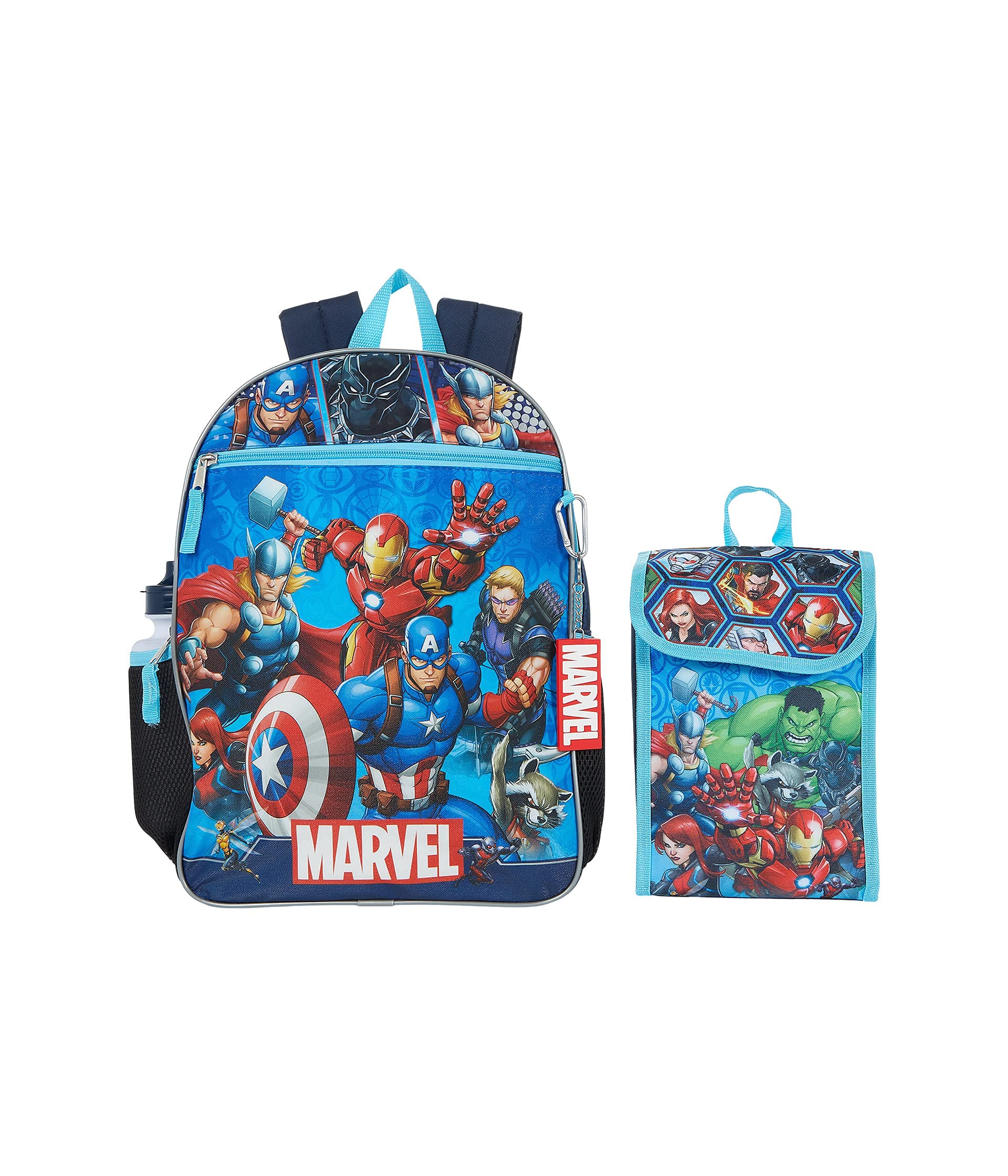 Fast Forward Marvel Avenger School Backpack for Kids 5 Pieces Backpack Set -16 Inch Multicolor Shoulder Bag