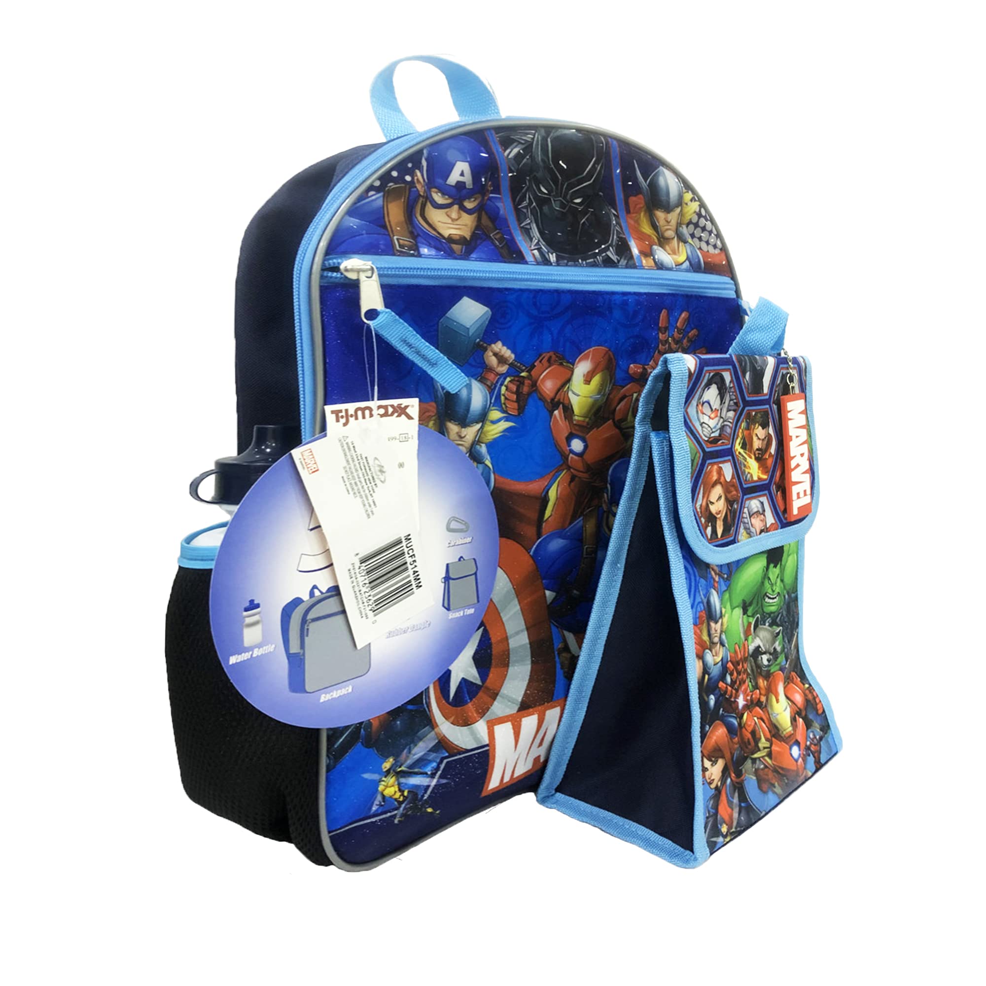 Fast Forward Marvel Avenger School Backpack for Kids 5 Pieces Backpack Set -16 Inch Multicolor Shoulder Bag