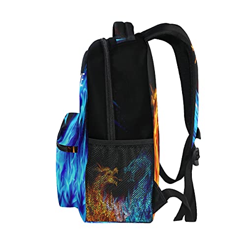 Custom Abstract Fire Dragon Student Book Bag Travel Backpack Personalized Backpack with Name/Text, Customization School Bag for Boys and Girls