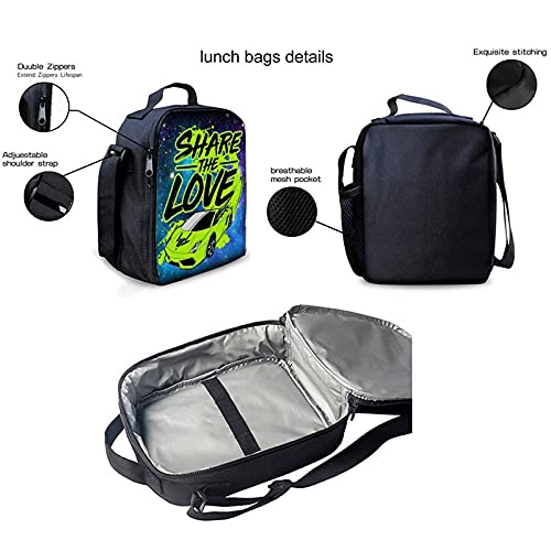 Qinunipoto Share The Love Backpack 3 Piece Set Backpack for Travel Bag and Lunchbox and Pencil Pouch