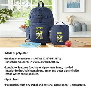 Let's Make Memories Navy Backpack Collection - Personalized Back to School Supplies - Book Bag with Lunchbox - Sports Design