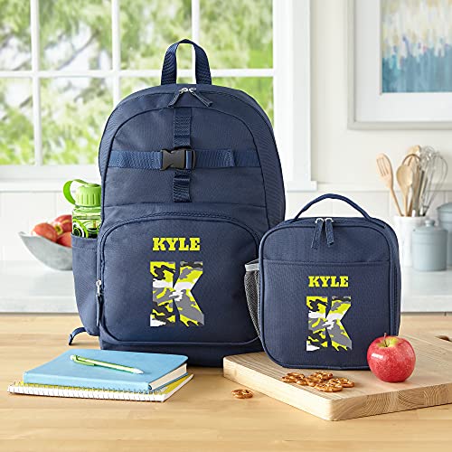 Let's Make Memories Navy Backpack Collection - Personalized Back to School Supplies - Book Bag with Lunchbox - Sports Design