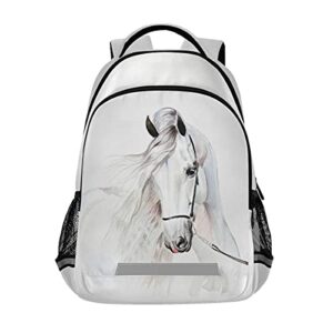 white horse backpack for students boys girls school bag travel daypack