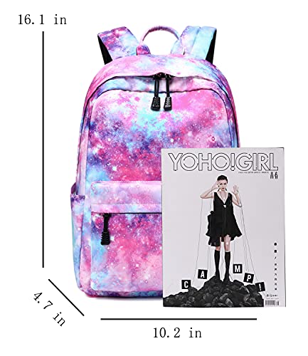 Ecodudo Cute Lightweight Galaxy Backpacks Girls School Bags Kids Bookbags (Galaxy Pink)