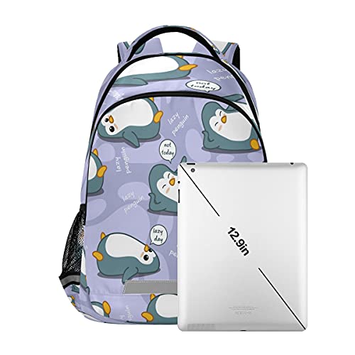 Animal Cute Lazy Penguin Backpacks Travel Laptop Daypack School Book Bag for Men Women Teens Kids