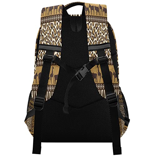 African Leopard Giraffe Animals Print Backpacks Travel Laptop Daypack School Book Bag for Men Women Teens Kids