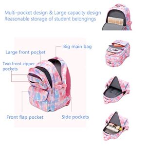 MITOWERMI Star-print Backpack for Girls Elementary School Bookbags Middle-School Backpacks with Lunch Box Pencil Case Many Compartments Blue