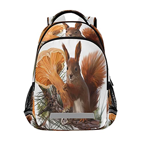 AUUXVA MoonTour Cute Squirrel Mushroom Backpack School Bookbag Laptop Purse Casual Daypack for Teen Girls Women Boys Men College Travel