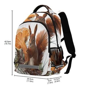 AUUXVA MoonTour Cute Squirrel Mushroom Backpack School Bookbag Laptop Purse Casual Daypack for Teen Girls Women Boys Men College Travel