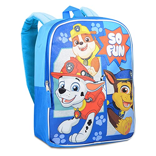 Nick Shop Paw Patrol School Backpack For Kids, Boys ~ 3 Pc Supplies Bundle With 15 Inch Bag, 300 Stickers and Door Hanger (Paw Travel Bag), backpack)