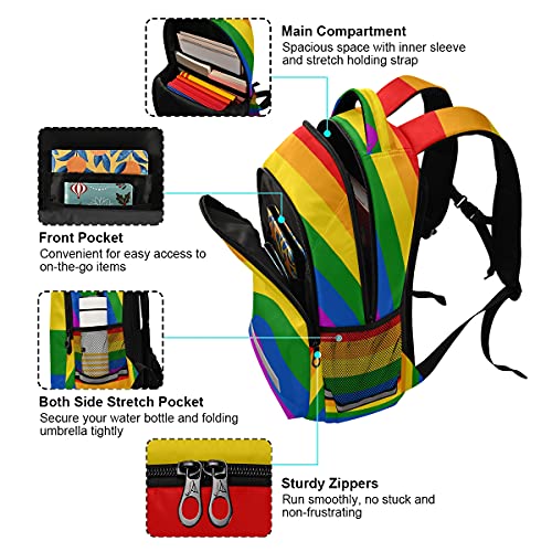 Backpack Bookbag Rainbow Flag School Bag Travel Bag for Girls Boys Teen One Size