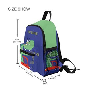 ODAWA Custom Kid's Toddler Backpack, Personalized Backpack with Name/Text, Customization Dinosaur Car Backpack for Boys Kindergarten School Bookbags