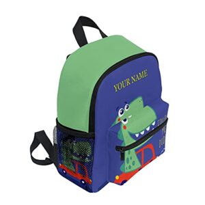 ODAWA Custom Kid's Toddler Backpack, Personalized Backpack with Name/Text, Customization Dinosaur Car Backpack for Boys Kindergarten School Bookbags