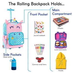 TWISE SIDE-KICK SCHOOL, TRAVEL ROLLING BACKPACK FOR KIDS AND TODDLERS (UNICORN)