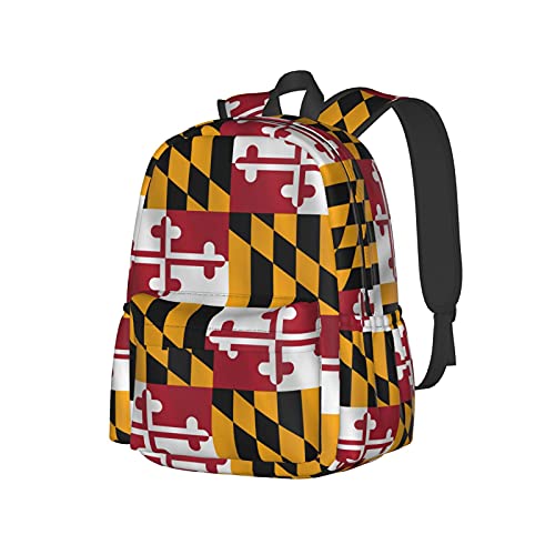 Delerain 17 Inch Backpack Maryland US State Flag Laptop Backpack School Bookbag Shoulder Bag Casual Daypack for School/Camping/Hiking/Picnic/Beach/Travel