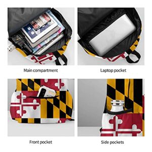 Delerain 17 Inch Backpack Maryland US State Flag Laptop Backpack School Bookbag Shoulder Bag Casual Daypack for School/Camping/Hiking/Picnic/Beach/Travel