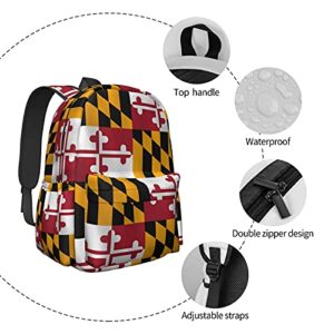 Delerain 17 Inch Backpack Maryland US State Flag Laptop Backpack School Bookbag Shoulder Bag Casual Daypack for School/Camping/Hiking/Picnic/Beach/Travel