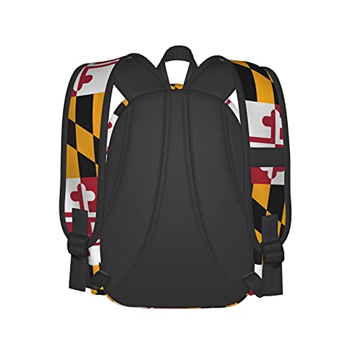 Delerain 17 Inch Backpack Maryland US State Flag Laptop Backpack School Bookbag Shoulder Bag Casual Daypack for School/Camping/Hiking/Picnic/Beach/Travel