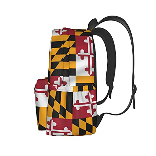 Delerain 17 Inch Backpack Maryland US State Flag Laptop Backpack School Bookbag Shoulder Bag Casual Daypack for School/Camping/Hiking/Picnic/Beach/Travel