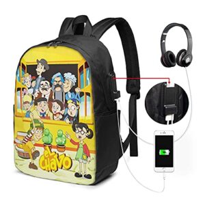 YSLPshop El Chavo Animado Backpack 17 Inches with USB Port Anime Backpack Fashion Lightweight Laptop Laptop Backpack Travel Business Mountaineering Bag Casual Men and Women Backpack