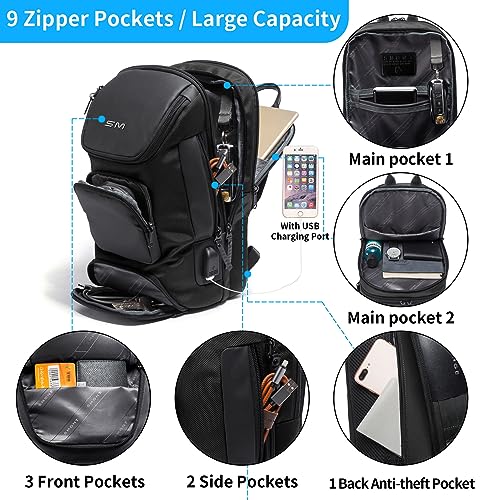 SMONT Sling Bag for Men, Anti Theft Waterproof Chest Shoulder Bag with USB Charging Port Grey