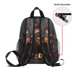 AUUXVA Art Painting Sport Basketball Crash Kids Backpack Boys Girls Toddler Bookbag for Elementary School Kindergarten Preschool Children Travel With Chest Strap