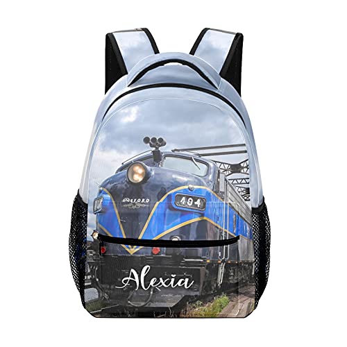 Eiis Blue Diesel Engine Train Personalized School Backpack for Kid-Boy /Girl Primary Daypack Travel Bookbag Option 5 One Size P22889