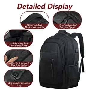 Ogetok Men Travel Backpack for 17.3" Laptop, Business Casual Computer Daypack Bookbag with USB Charging Port, Black