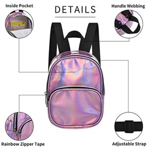 USPECLARE Women Casual Mini Backpack,PU Leather Travel Shopping Bags Daypacks for Work, Security Travel, Concert & Sport Even (Magic Pink)