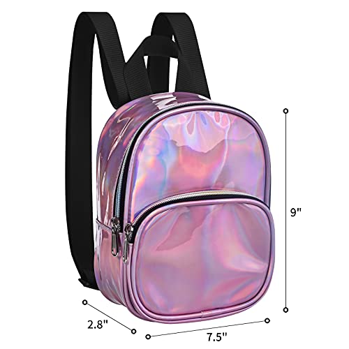 USPECLARE Women Casual Mini Backpack,PU Leather Travel Shopping Bags Daypacks for Work, Security Travel, Concert & Sport Even (Magic Pink)