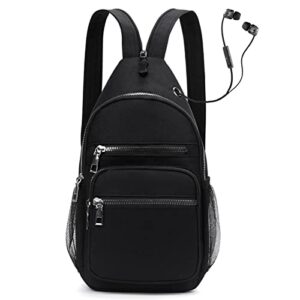 peicees zip-off small backpack purse for women waterproof sling bag crossbody chest bag with earphone hole for travel hiking