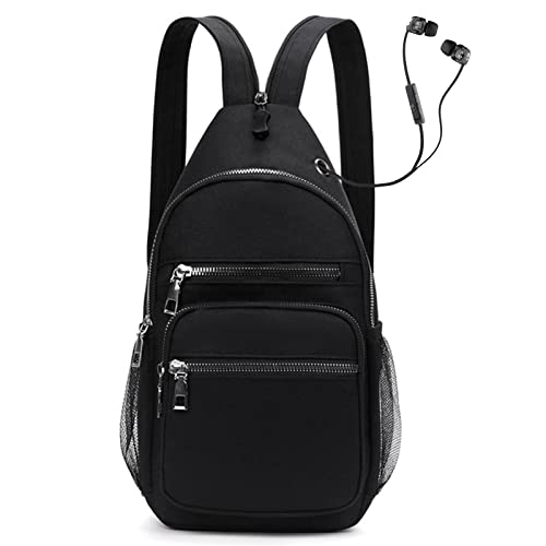 Peicees Zip-Off Small Backpack Purse For Women Waterproof Sling Bag Crossbody Chest Bag With Earphone Hole For Travel Hiking