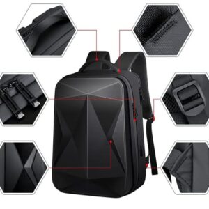 SOLOAD Hard Shell Laptop Backpack 17 Inch Business Gaming Backpack Waterproof with USB Charging Port (Hard Shell Black)