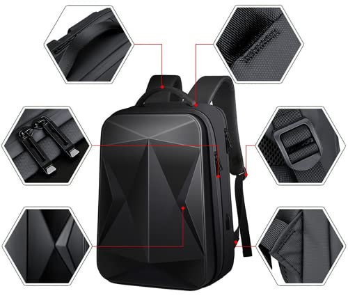 SOLOAD Hard Shell Laptop Backpack 17 Inch Business Gaming Backpack Waterproof with USB Charging Port (Hard Shell Black)