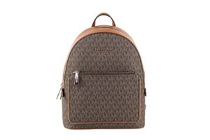 michael kors kenly medium adina backpack pebbled leather brown mk signature