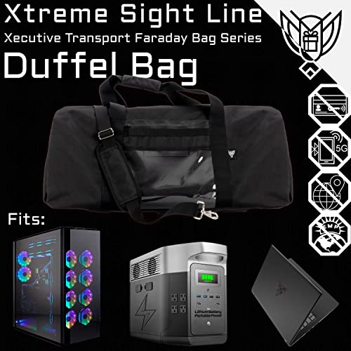 Xtreme Sight Line ~ Xecutive Transport Faraday Duffel Bag for Military Use ~ MOLLE System ~ Computer Towers and Other Large Electronics ~ Data Security for Executive Travel ~ Shoulder Strap Included ~ Tracking/Hacking Defense ~ Removable Foam Padded for E