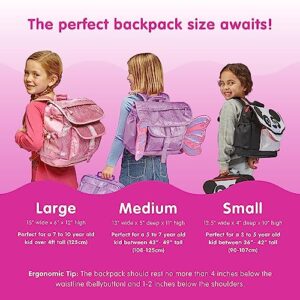 Bixbee Personalized Toddler Backpack, Ruby Raspberry Sparkly Butterfly Bookbag for Kids & Toddlers Ages 3-5 | Custom Backpack with Name for Boys & Girls | Water Resistant Monogrammed School Bag