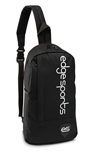 EDGE SPORTS Packable Sling Backpack - Water Bottle Crossbody Sling Perfect for the Gym, Hiking and Travel - Anti Theft Portable Bag (Black)