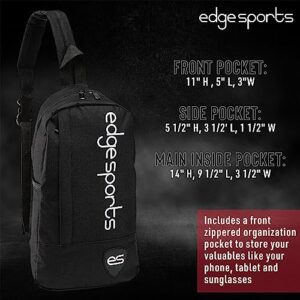 EDGE SPORTS Packable Sling Backpack - Water Bottle Crossbody Sling Perfect for the Gym, Hiking and Travel - Anti Theft Portable Bag (Black)