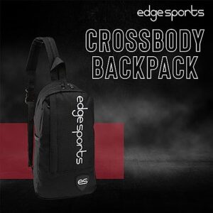 EDGE SPORTS Packable Sling Backpack - Water Bottle Crossbody Sling Perfect for the Gym, Hiking and Travel - Anti Theft Portable Bag (Black)