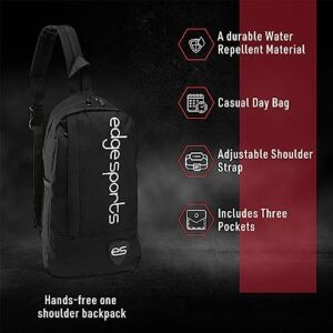 EDGE SPORTS Packable Sling Backpack - Water Bottle Crossbody Sling Perfect for the Gym, Hiking and Travel - Anti Theft Portable Bag (Black)