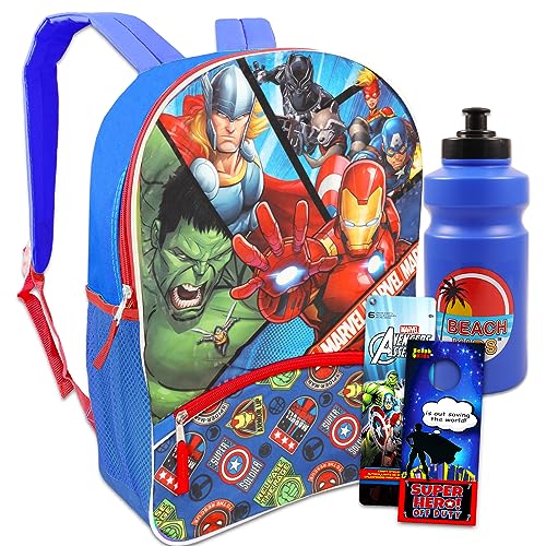 Marvel Avengers Backpack Set for Kids - School Supplies Bundle with Superhero Backpack Plus Avengers Stickers and More (Superhero Backpacks for Boys)