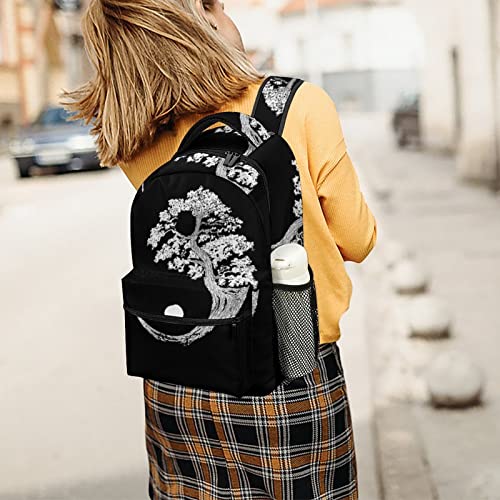 Yin Yang Bonsai Tree Oxford Cloth Laptop Backpack Casual Shoulder Bag Daypack For Travel Study Shopping