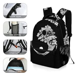 Yin Yang Bonsai Tree Oxford Cloth Laptop Backpack Casual Shoulder Bag Daypack For Travel Study Shopping