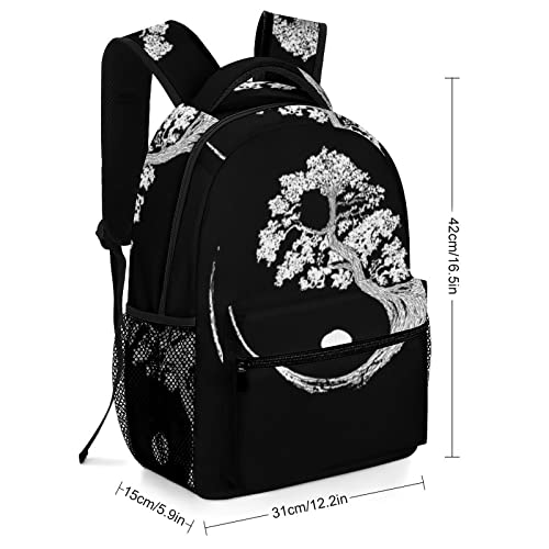 Yin Yang Bonsai Tree Oxford Cloth Laptop Backpack Casual Shoulder Bag Daypack For Travel Study Shopping