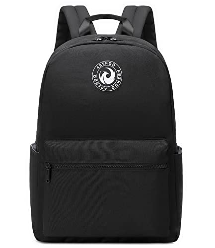 Abshoo Lightweight Backpack for School Classic Basic Water Resistant Casual Daypack Plain Bookbag (Black)