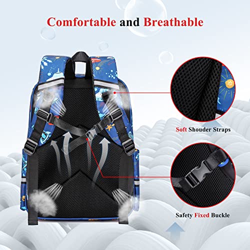 NaOHshp School Backpack for Boys, Cute Space Backpack for Kids Elementary Middle School Bag Bookbag