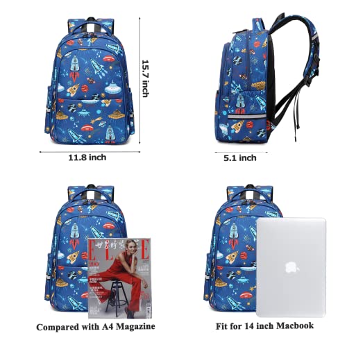 NaOHshp School Backpack for Boys, Cute Space Backpack for Kids Elementary Middle School Bag Bookbag